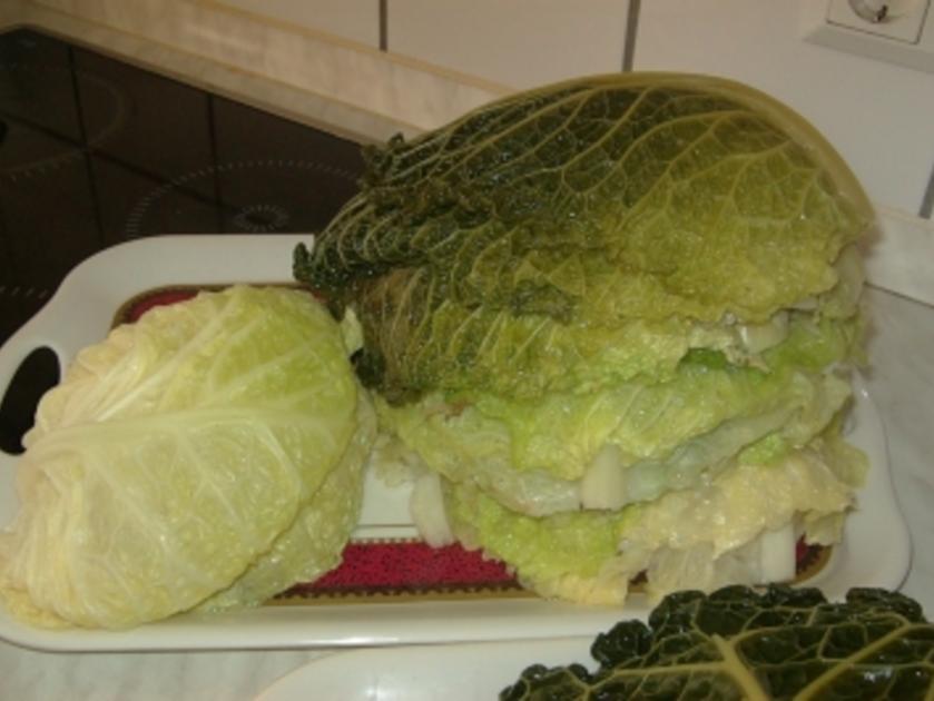 Wirsing, gefüllt - Rezept mit Bild