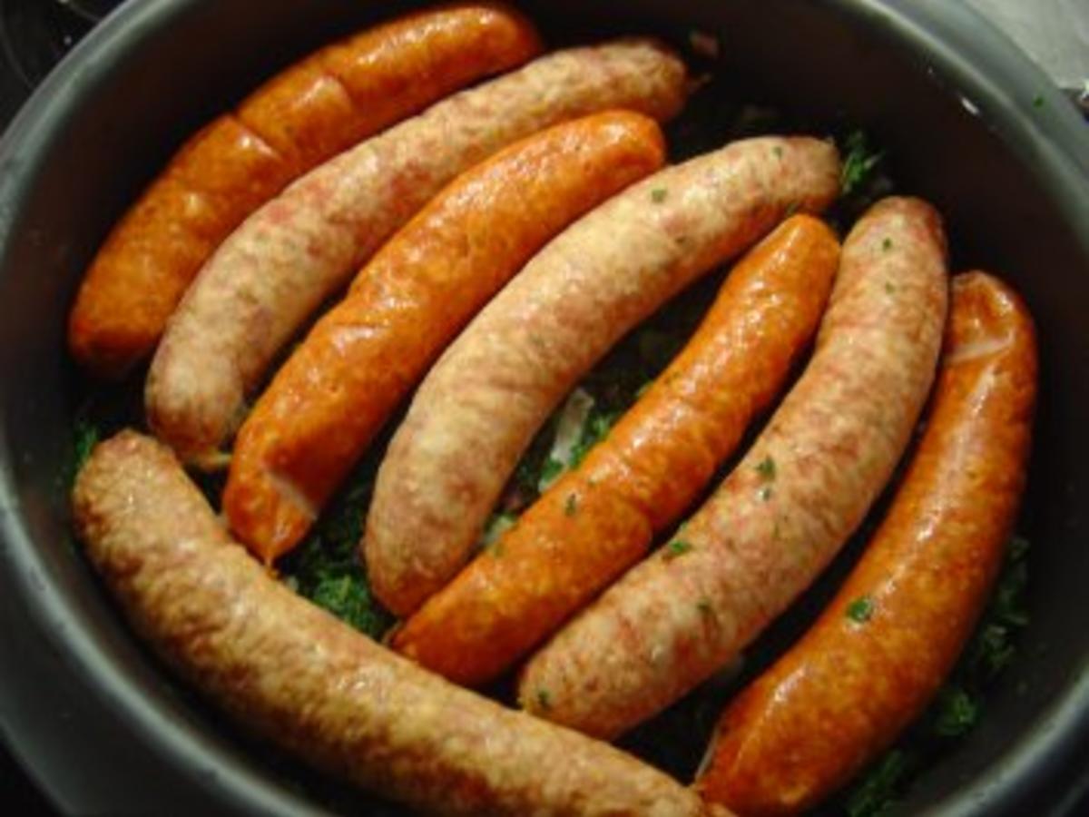 Grünkohl im Backofen gegart mit Pinkelwurst und Mettendchen - einfach ...