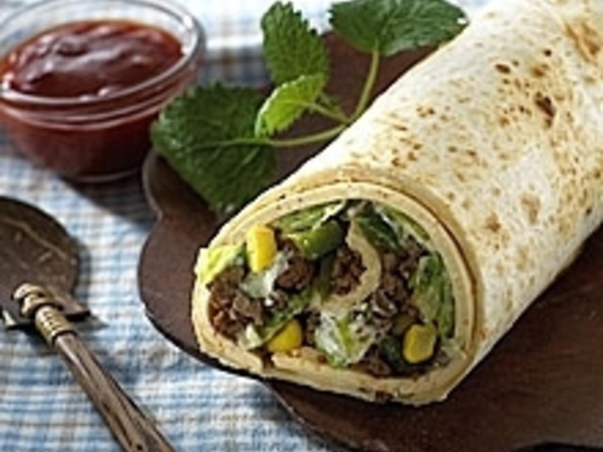 Mexikanischer Burrito mit Rindfleisch Käsefüllung - 501 kcal/100g