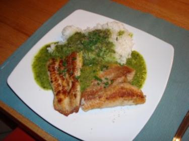 Fisch mit Reis und Bärlauchsoße - einfach - 230 kcal/100g