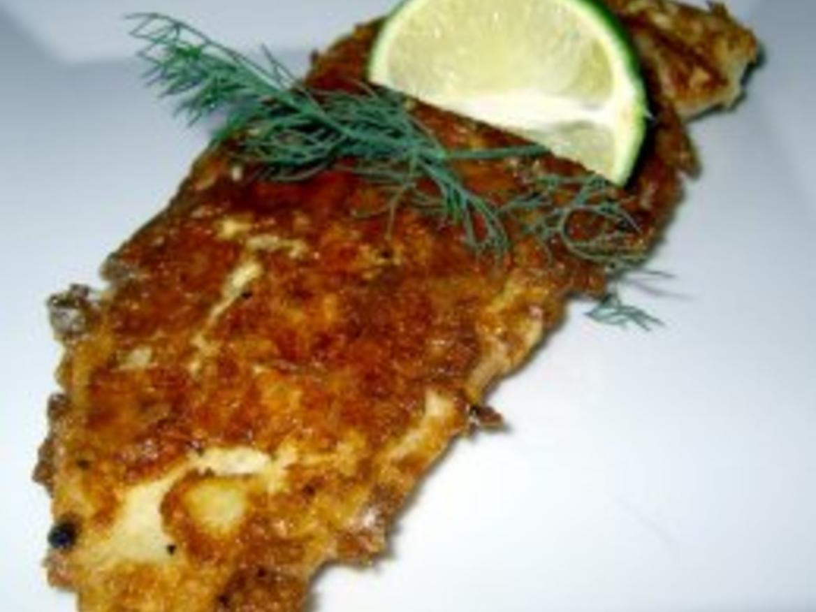 Seehechtfilet in Parmesan Ei Hülle - einfach - 377 kcal/100g