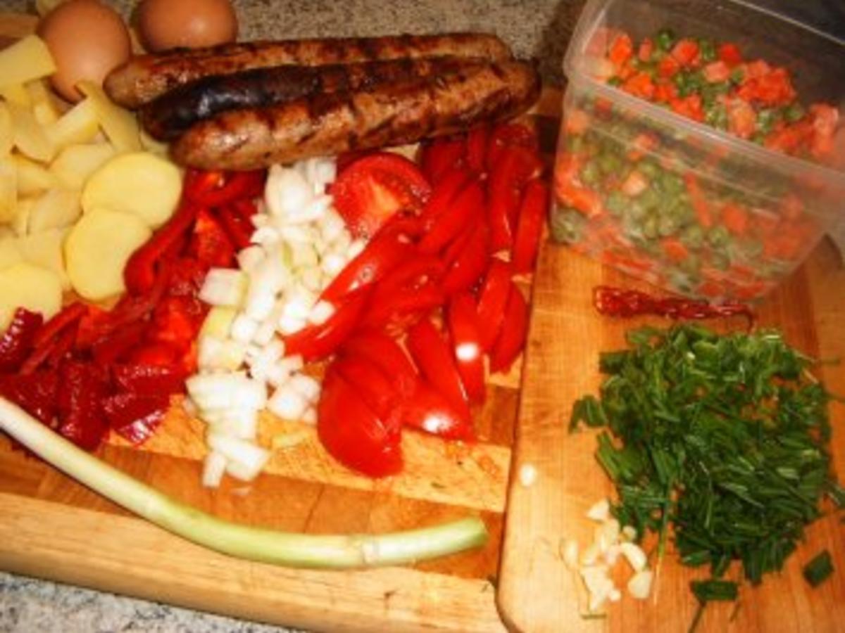 Kartoffel Gemüse -Wurst Ei Pfanne - schnell & einfach - von wastel