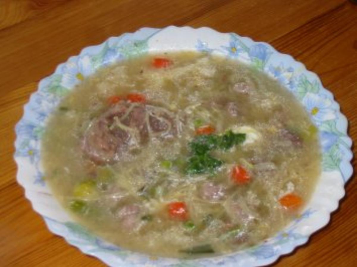 Schlachtesuppe mit Nudeln ala drigi - einfach - 273 kcal/100g