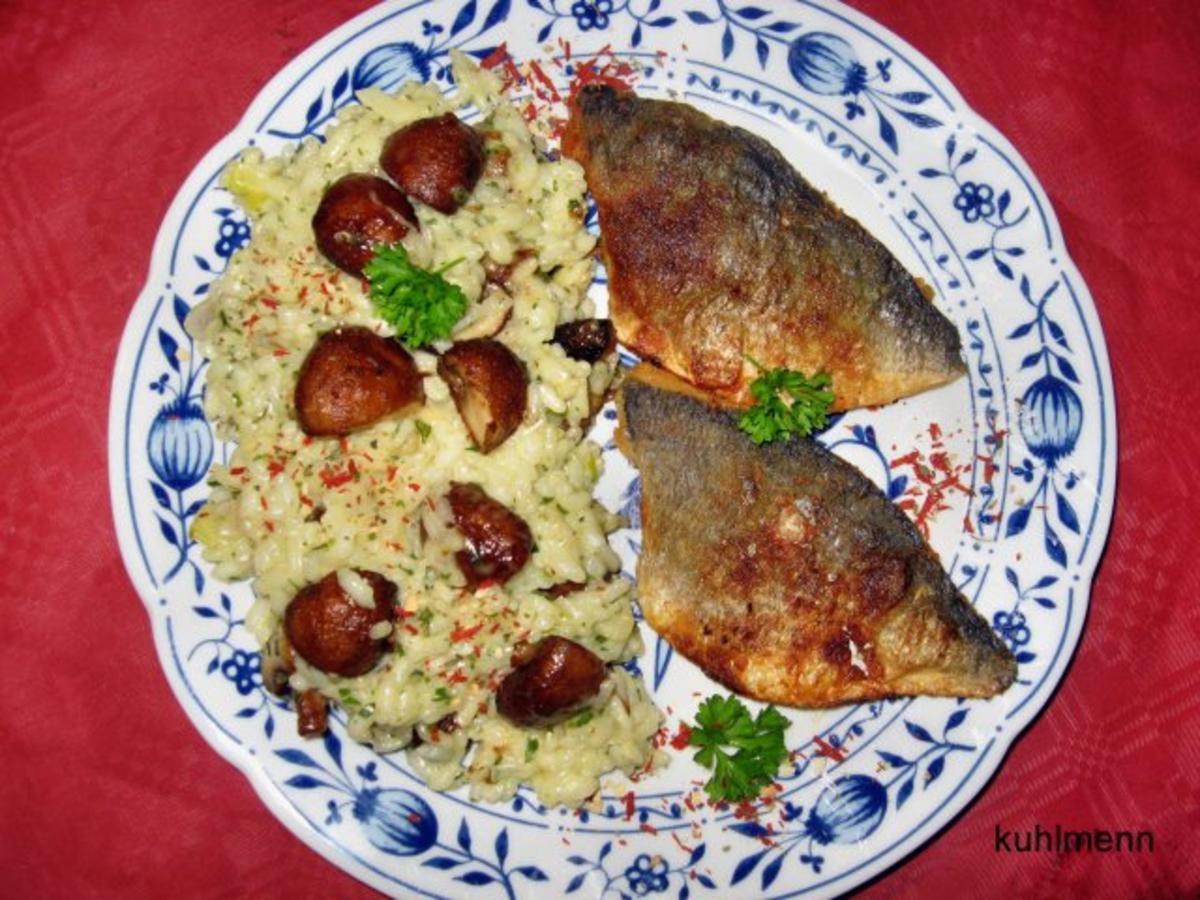 Doradenfilet mit Pilz-Risotto - Rezept mit Bild - kochbar.de