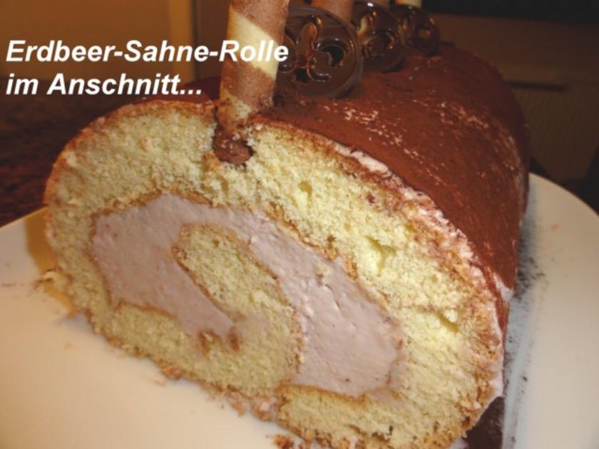 Biskuit: ERDBEER SAHNE ROLLE - einfach - von Rezeptsammlerin