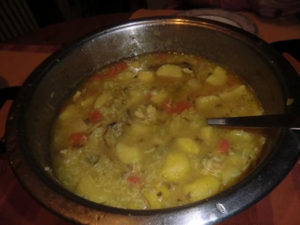 Mein Wintereintopf Hühner Reis Gemüse Eintopf - einfach - 116 kcal/100g