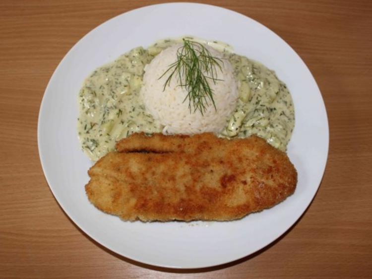 Rotbarschfilet paniert mit Schmorgurken und Reis - schnell & einfach ...