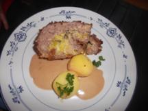 Gefüllter Hackbraten auf Gemüse - einfach - 115 kcal/100g