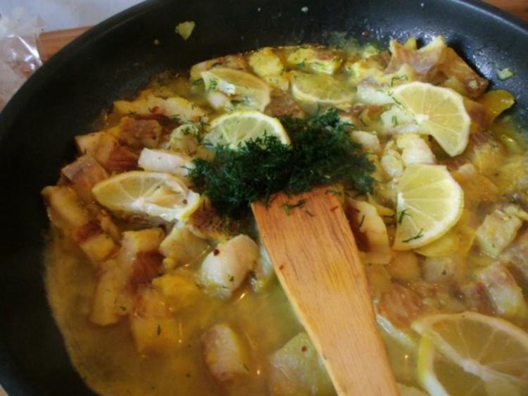 Ragout vom Seelachs in Senf Dillsoße - einfach - 20 kcal/100g