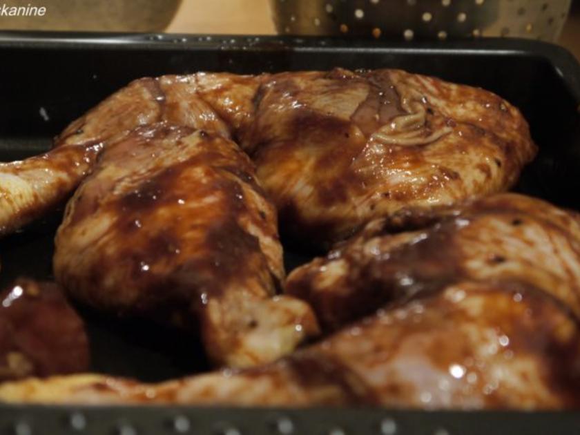 Whisky marinierte Hähnchenkeulen mit Kroketten - einfach - 592 kcal/100g