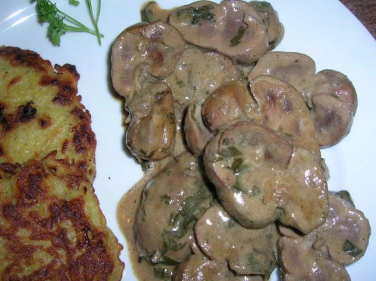Kalbsnieren in Senfsauce an Rösti und Feldsalat - einfach - von rowiwo