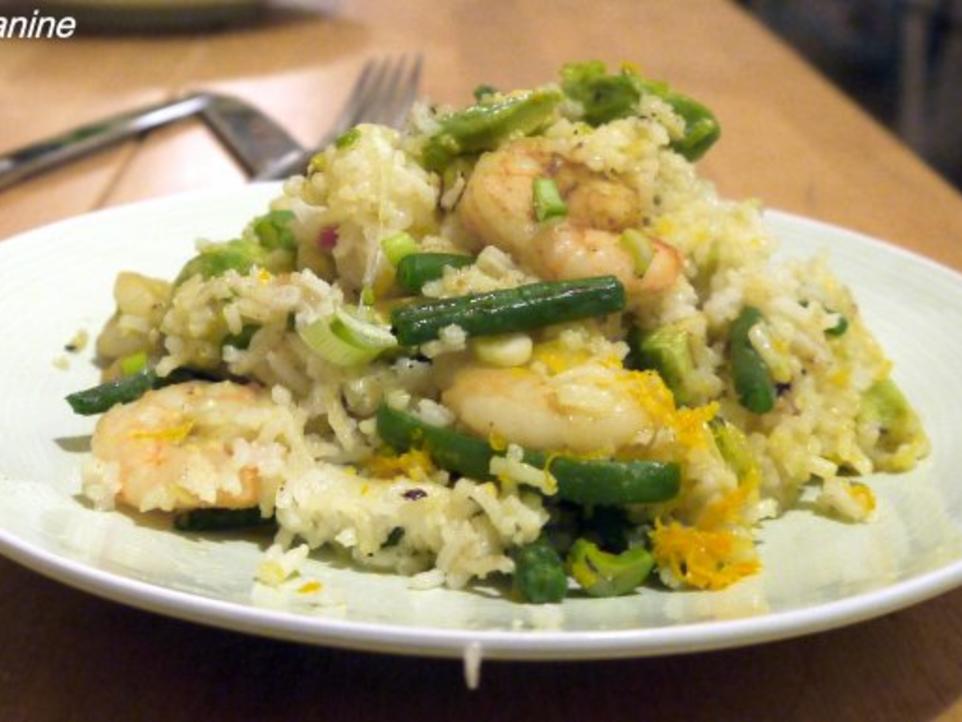 Reispfanne mit Garnelen und Avocado - einfach - 356 kcal/100g