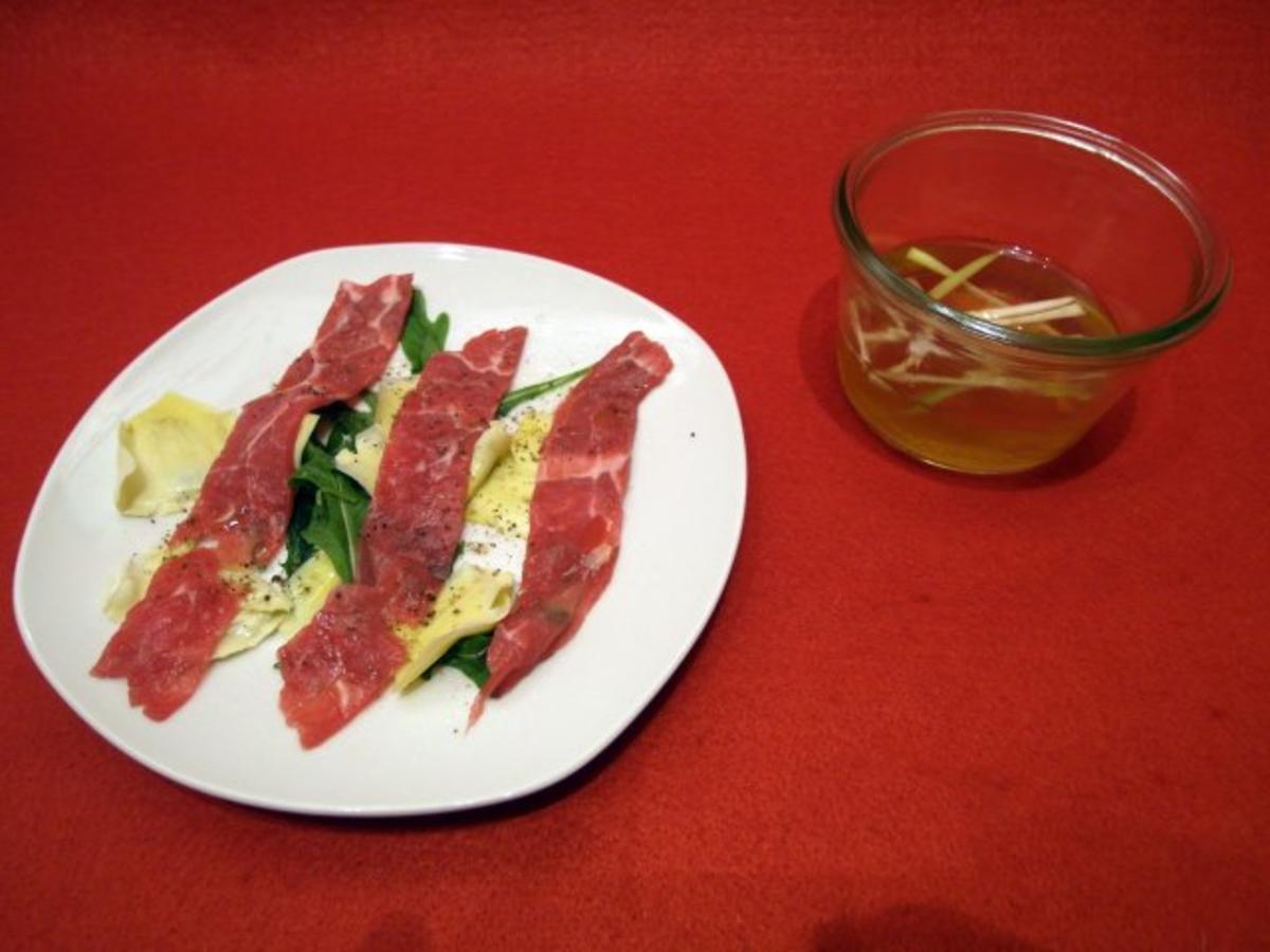 Beef Tea mit Julienne und Carpaccio - einfach - von Das perfekte Dinner
