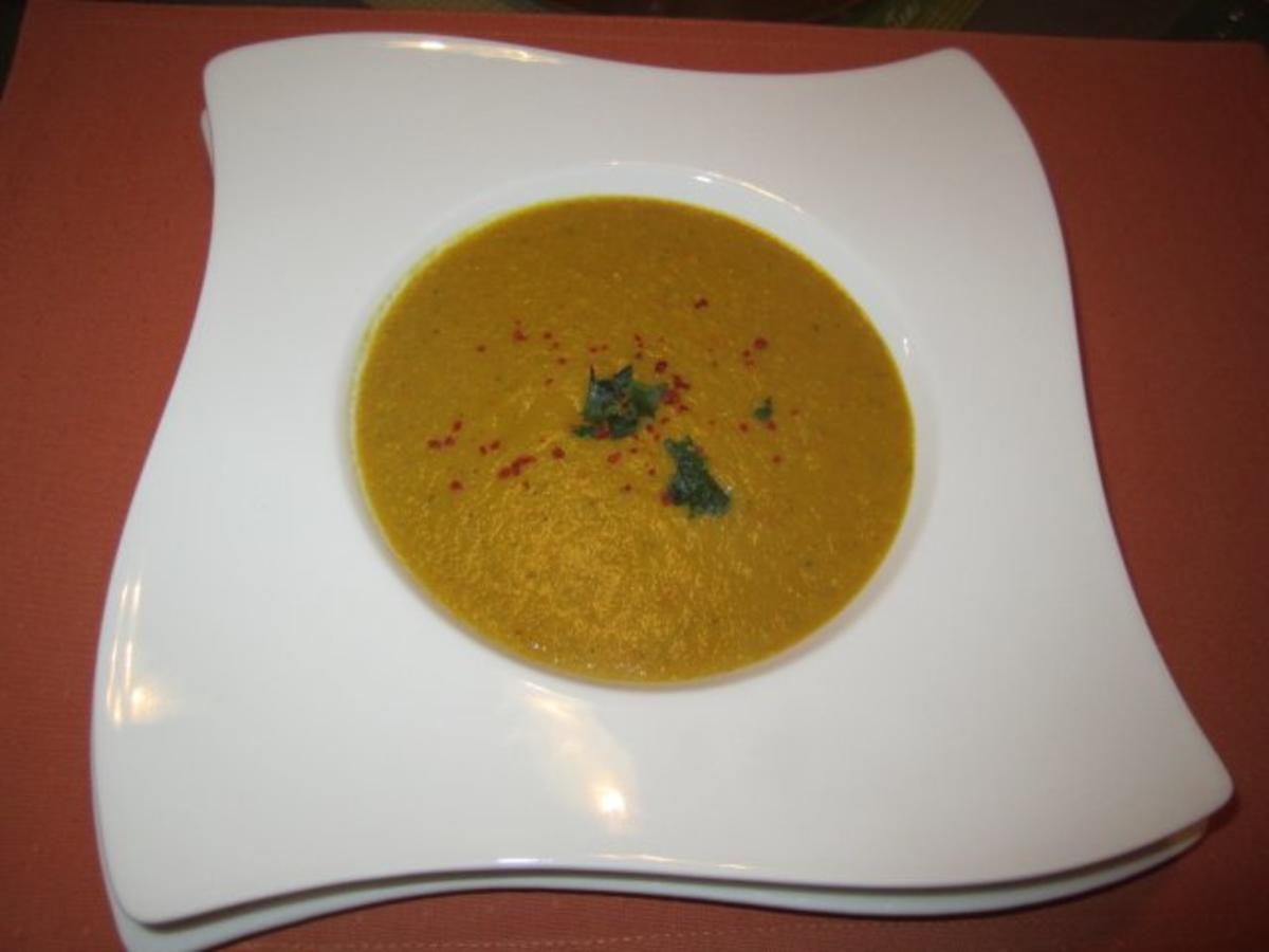 Kürbis Kokos Suppe mit roten Linsen - schnell & einfach - 145 kcal/100g