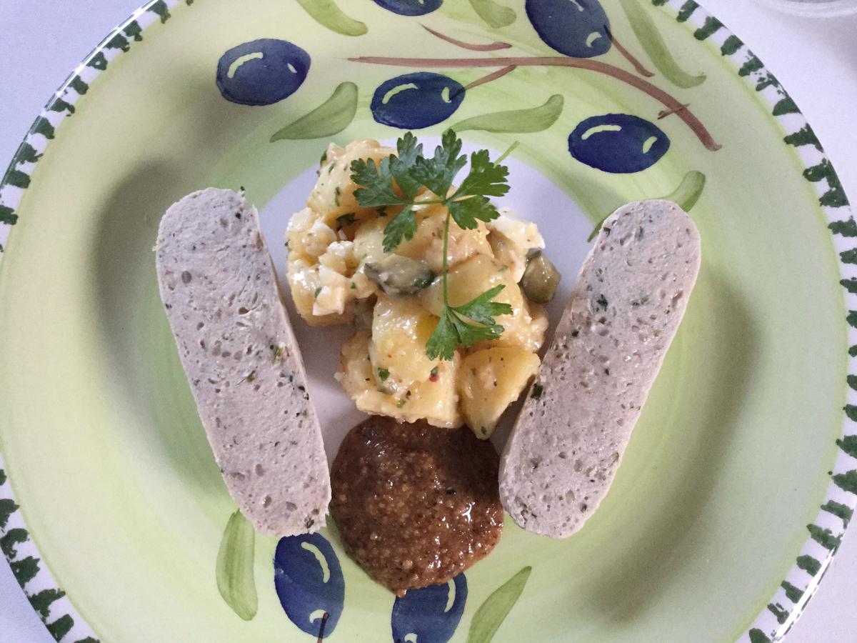 Weißwurst mit schnellem Kartoffelsalat an süßem Senf - Rezept