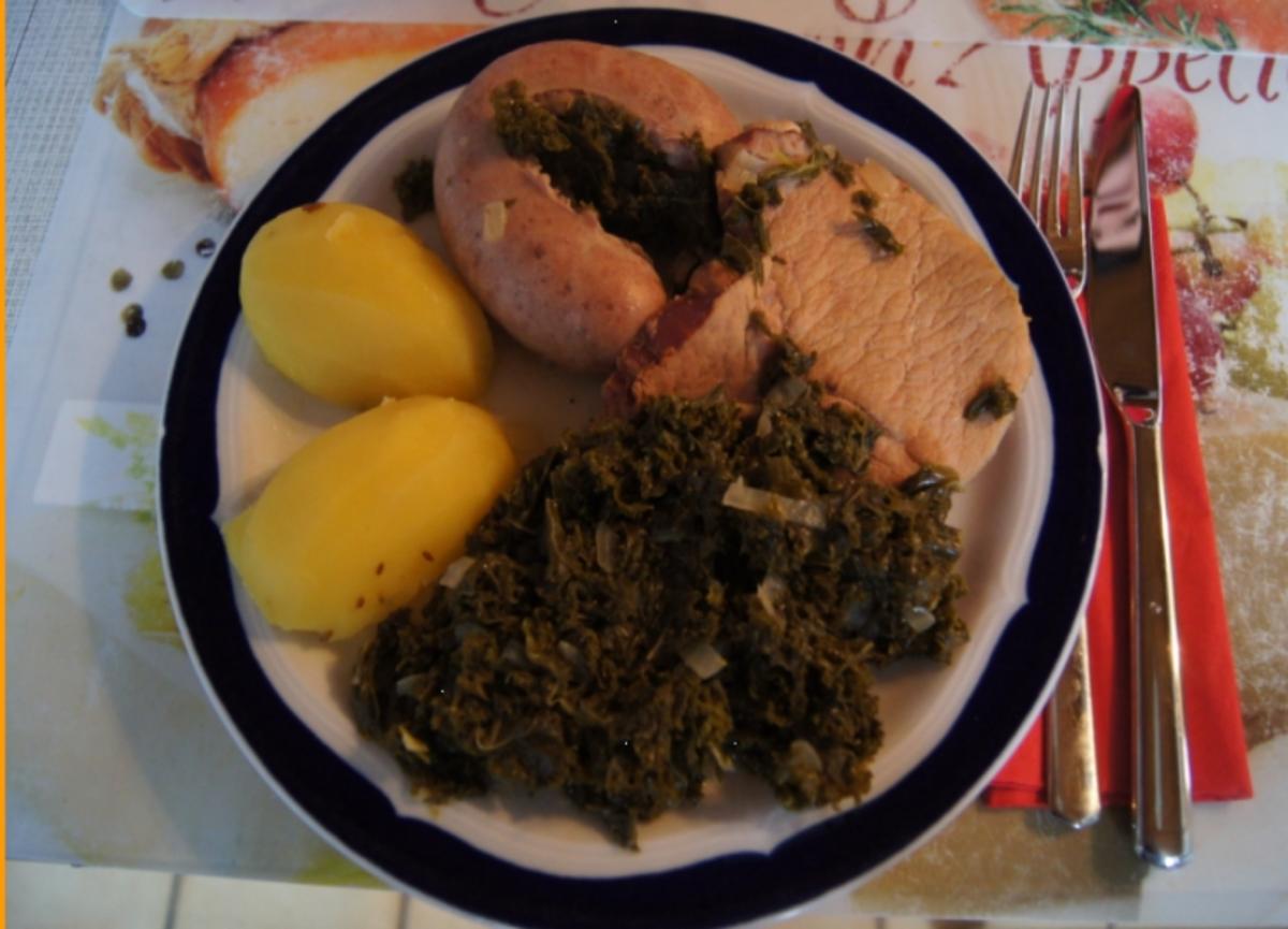 Brauner Kohl II mit Kassler Kotelett und frischer Bregenwurst - Rezept ...