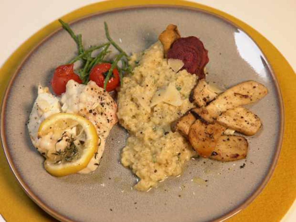 Seeteufel gebettet auf einem Graupenrisotto - einfach - von Das ...